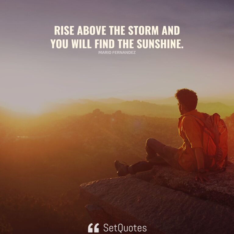 Rise above the storm and you will find the sunshine.