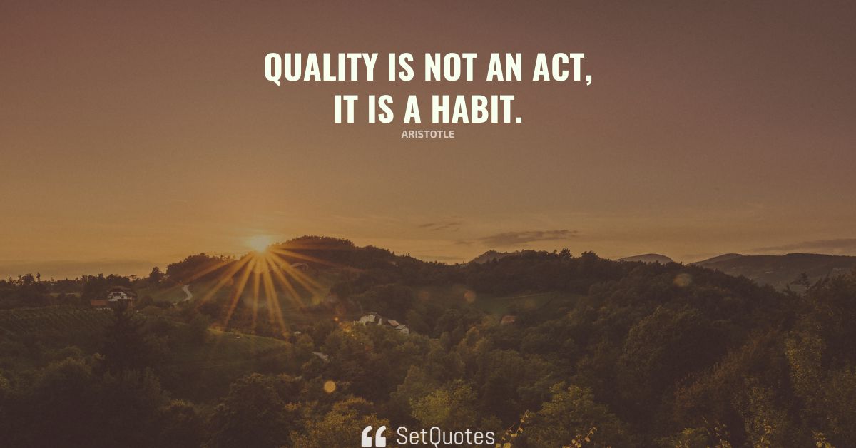 Quality is not an act, it is a habit.
