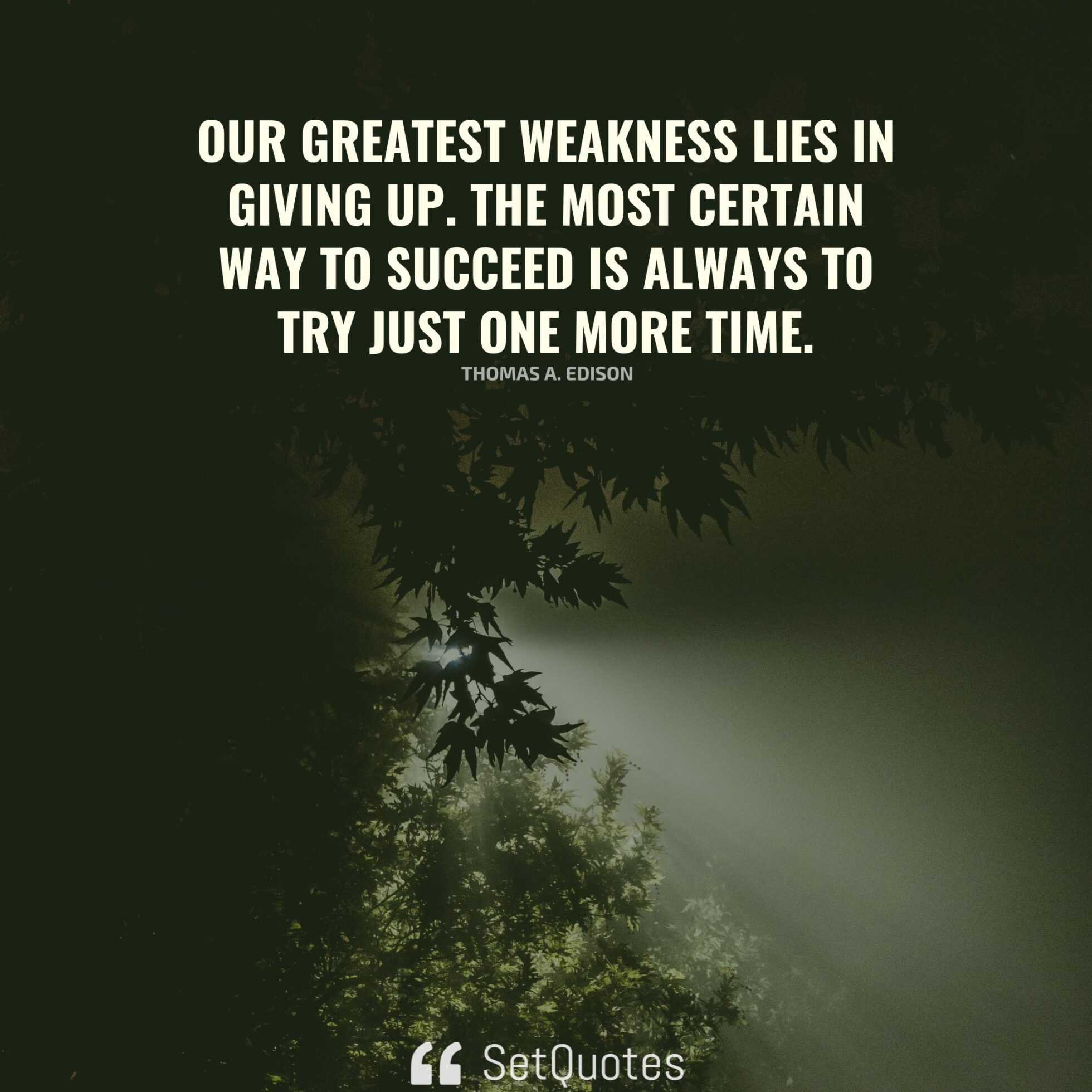 Our greatest weakness lies in giving up.